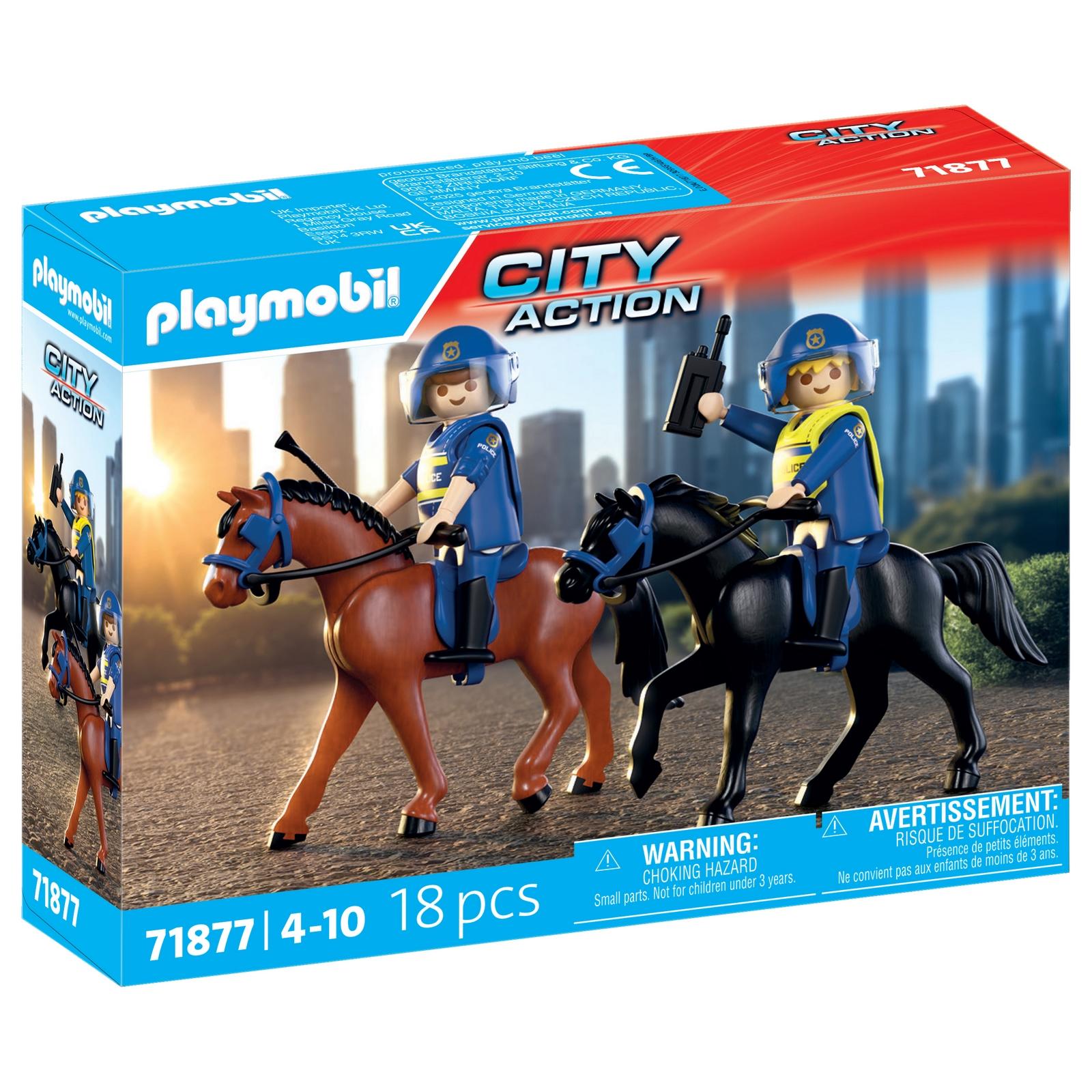 2 policiers cavaliers avec leurs chevaux PLAYMOBIL City action 71877 ...