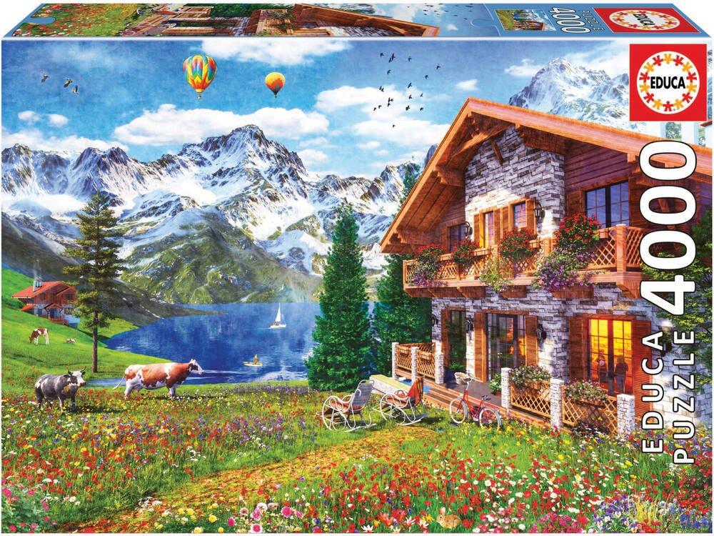 Puzzle Maison Dans Les Alpes - 4000 Pièces - Taille 136/96 Cm - La ...