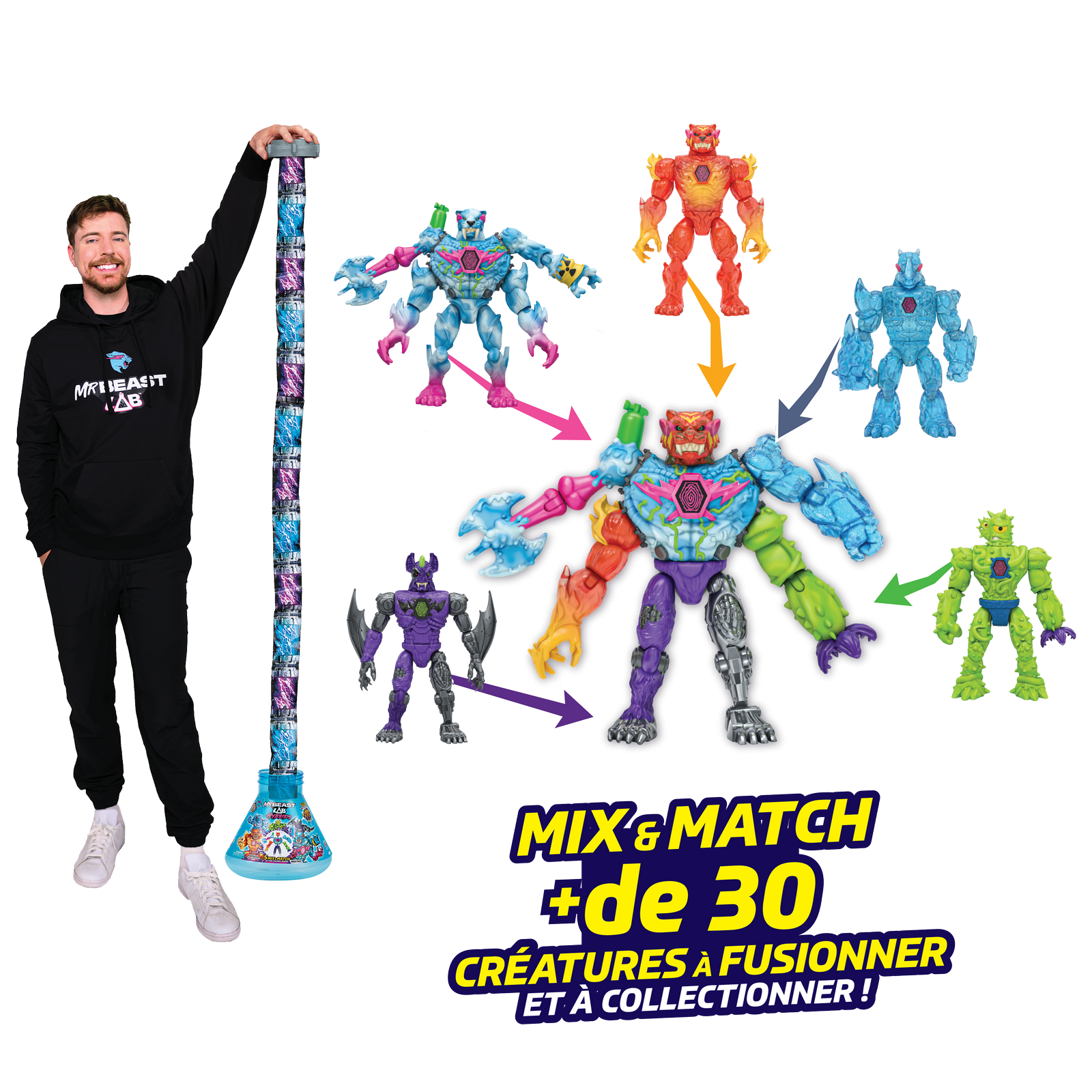 Pack Hybrids 5 figurines Hyperfusion MrBeast Lab - La Grande Récré