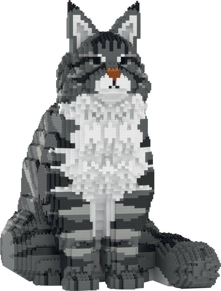 Jecka, Blocs De Construction - Chat Maine Coon Gris Assis - La Grande Récré